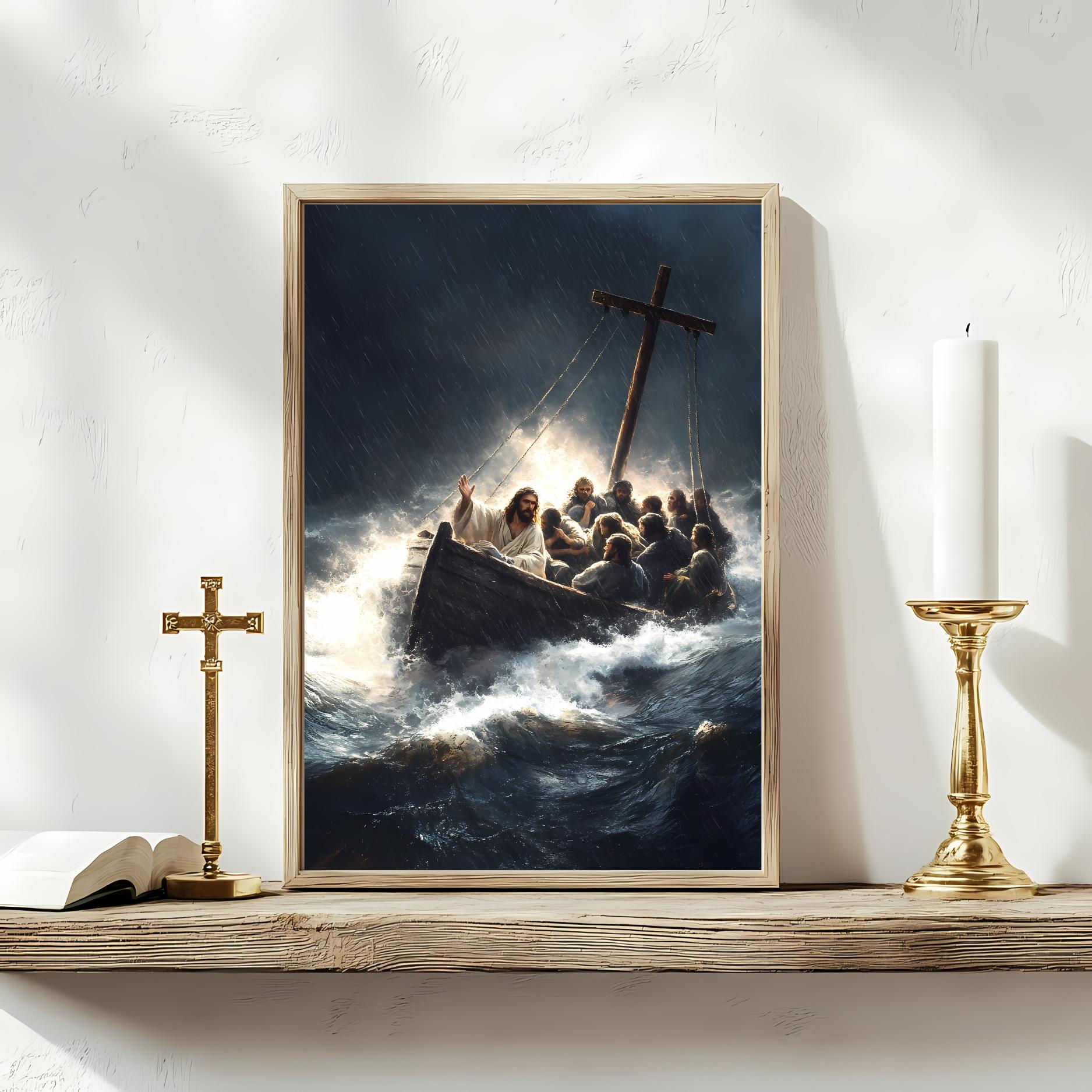 Jesus Calms the Storm Print: Inspirational Christian Wall Art (digital ...