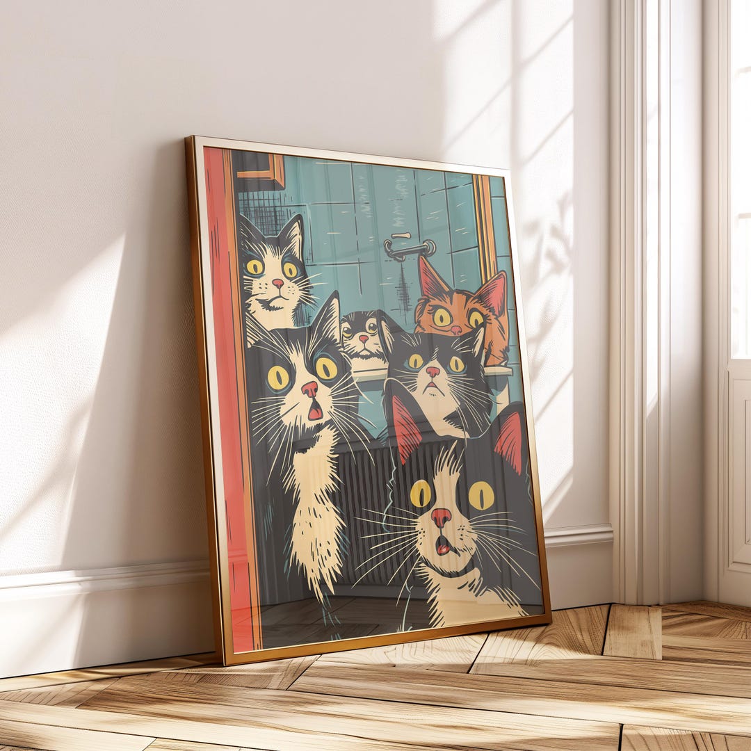 Funny Cat Comic Poster – Retro Pop Art Cat Wall Print – Hilarious Pet ...