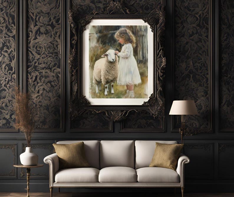 Little Shepherdess | Cottagecore Wall Art, Moody Farmhouse Art, Vintage ...