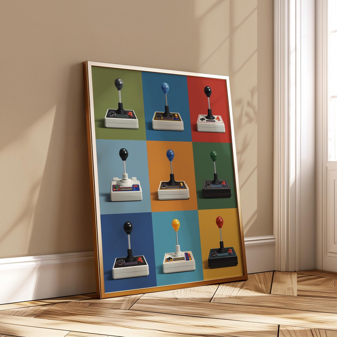 Retro Joystick Grid Art - Minimalist Gamer Poster Digital Download ...