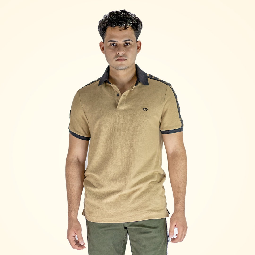 Men's Beige Summer Polo Shirt | Black Collar Polo Jersey Shirts | Best ...