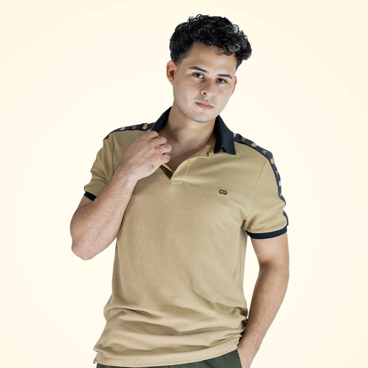 Men's Beige Summer Polo Shirt | Black Collar Polo Jersey Shirts | Best ...