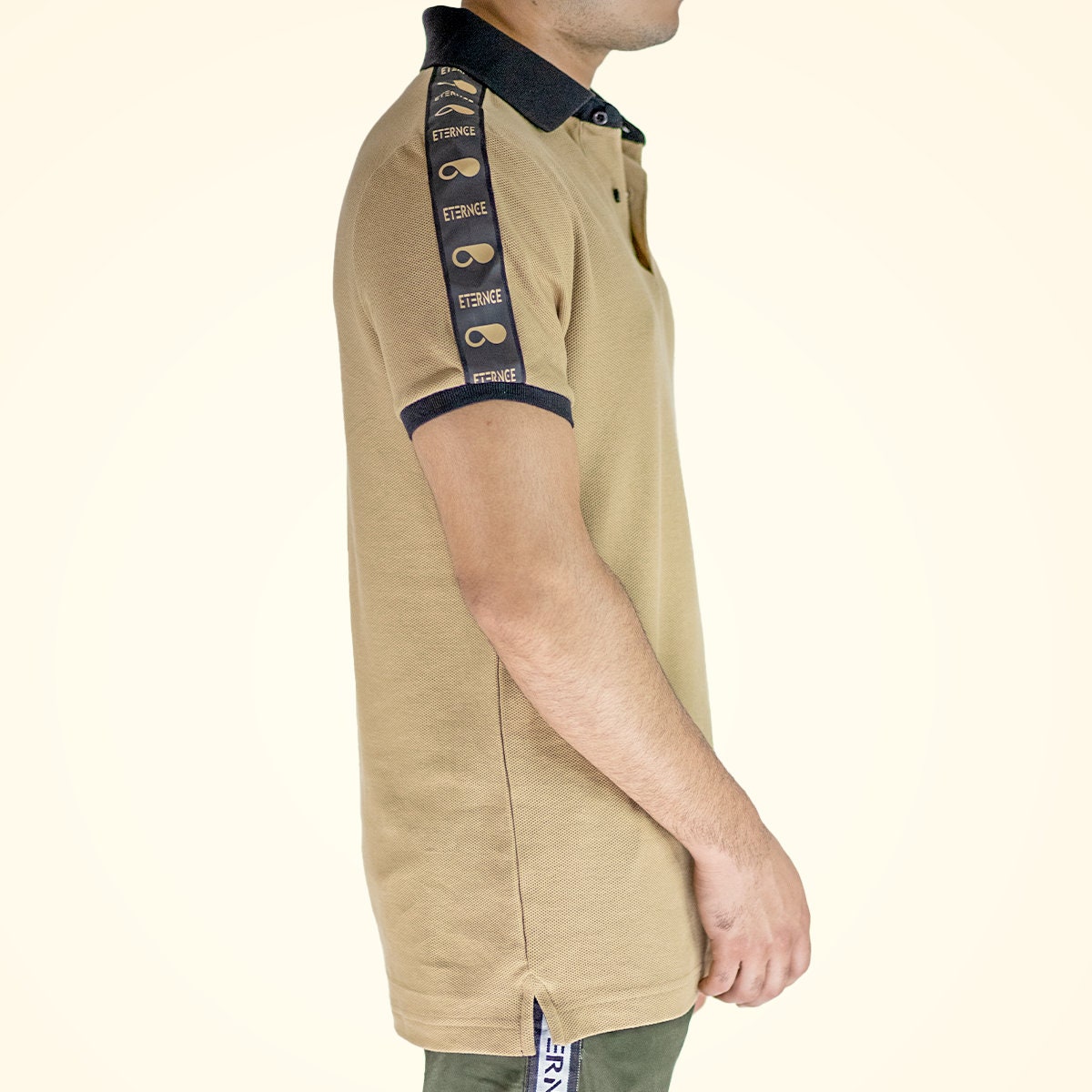 Men's Beige Summer Polo Shirt | Black Collar Polo Jersey Shirts | Best ...