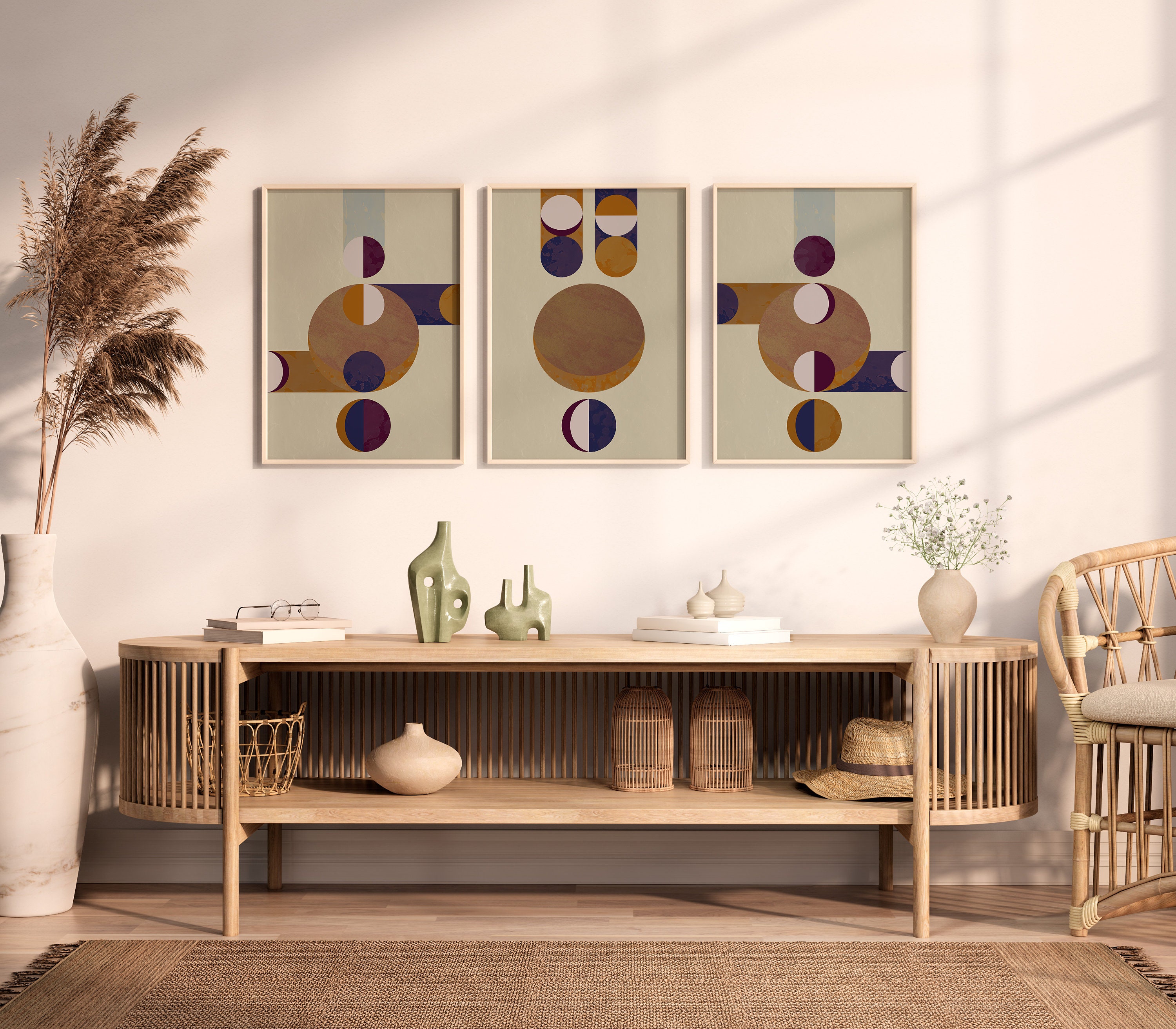 Boho Style Art Prints, Digital Download, Art Prints Set of 3, Neutral ...