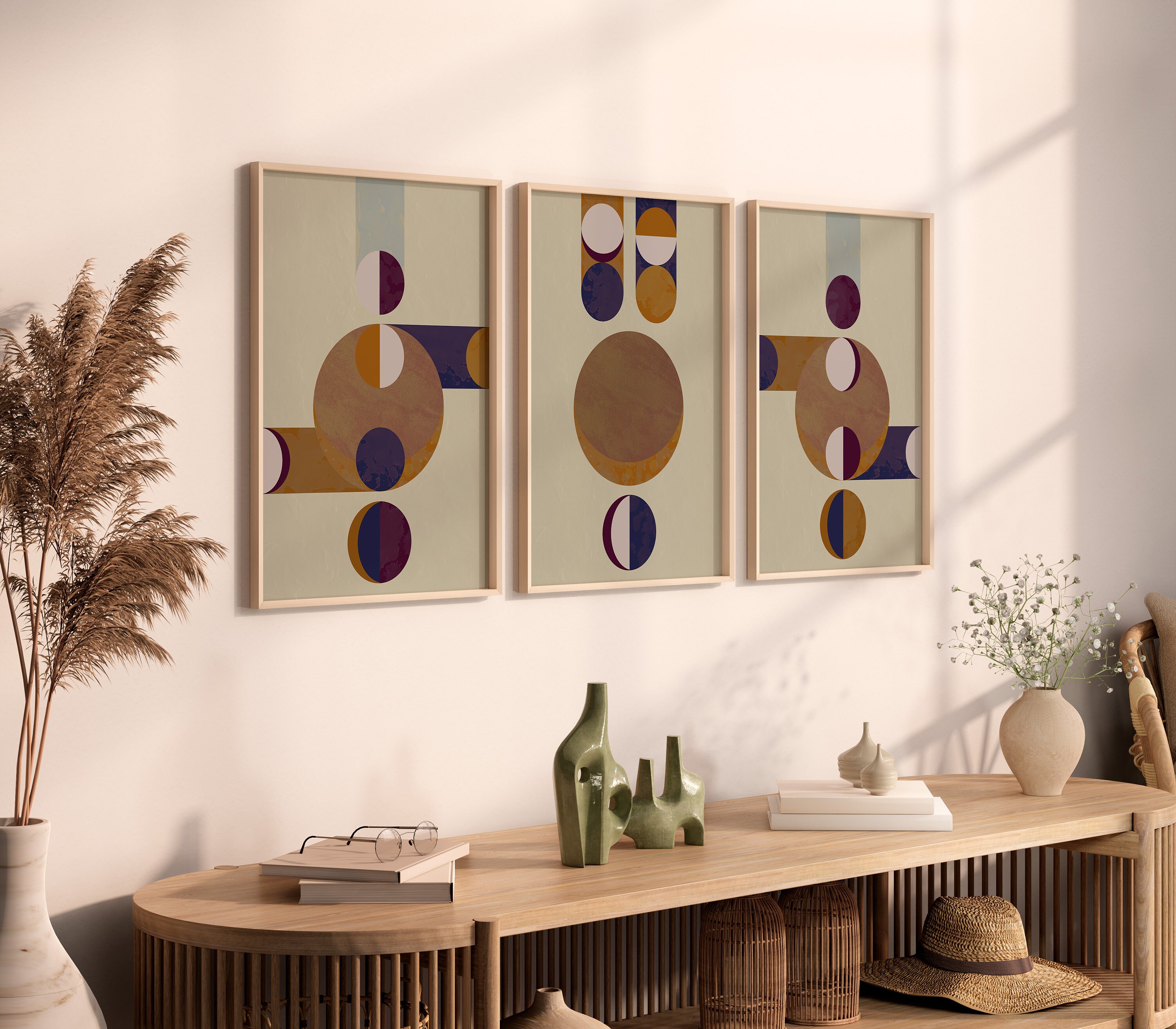 Boho Style Art Prints, Digital Download, Art Prints Set of 3, Neutral ...