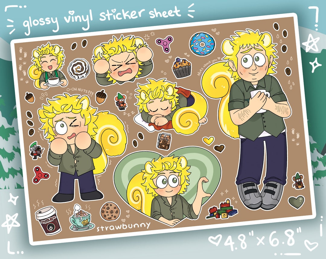 Squirrel Tweek - Cute Cartoon Stickers - Glossy Vinyl Sticker Sheet - Etsy