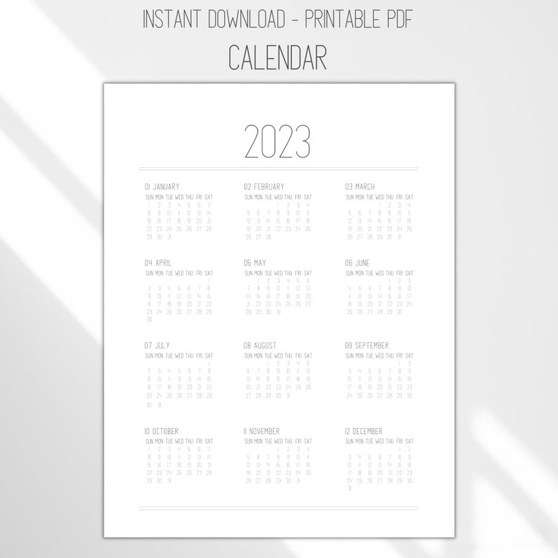 Minimalist 2023 Calendar, 2023 2 Page Printable Planner by Month, Full ... Minimalist 2023 Calendar, 2023 2 Page Printable Planner by Month, Full ...