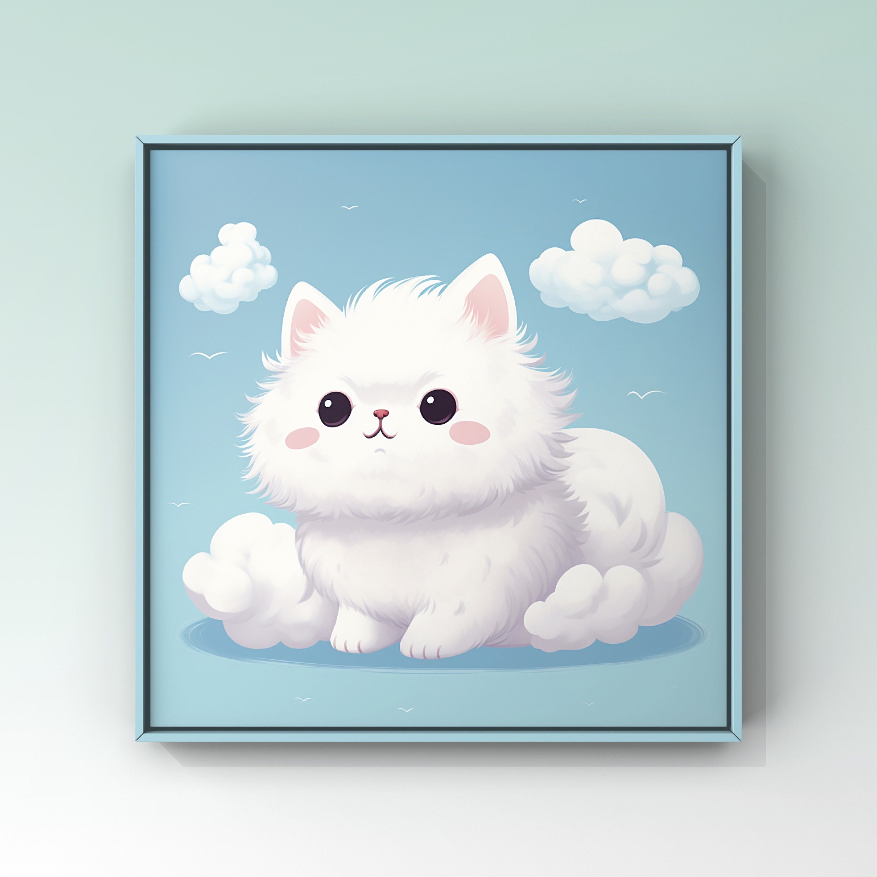 Cute Kawaii Cloud Cat Digital Download Square - Etsy