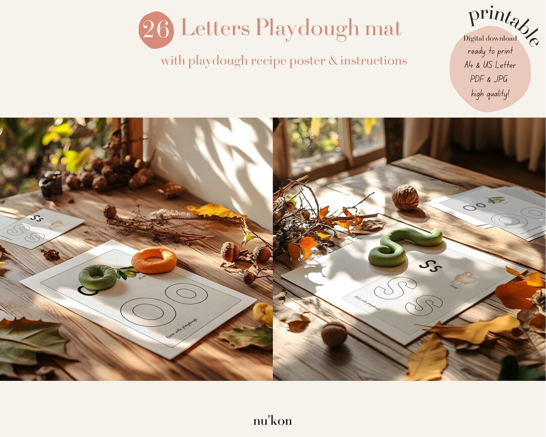 ALPHABET PLAYDOUGH MATS Tracing Mats Playdough Mats Printable ...