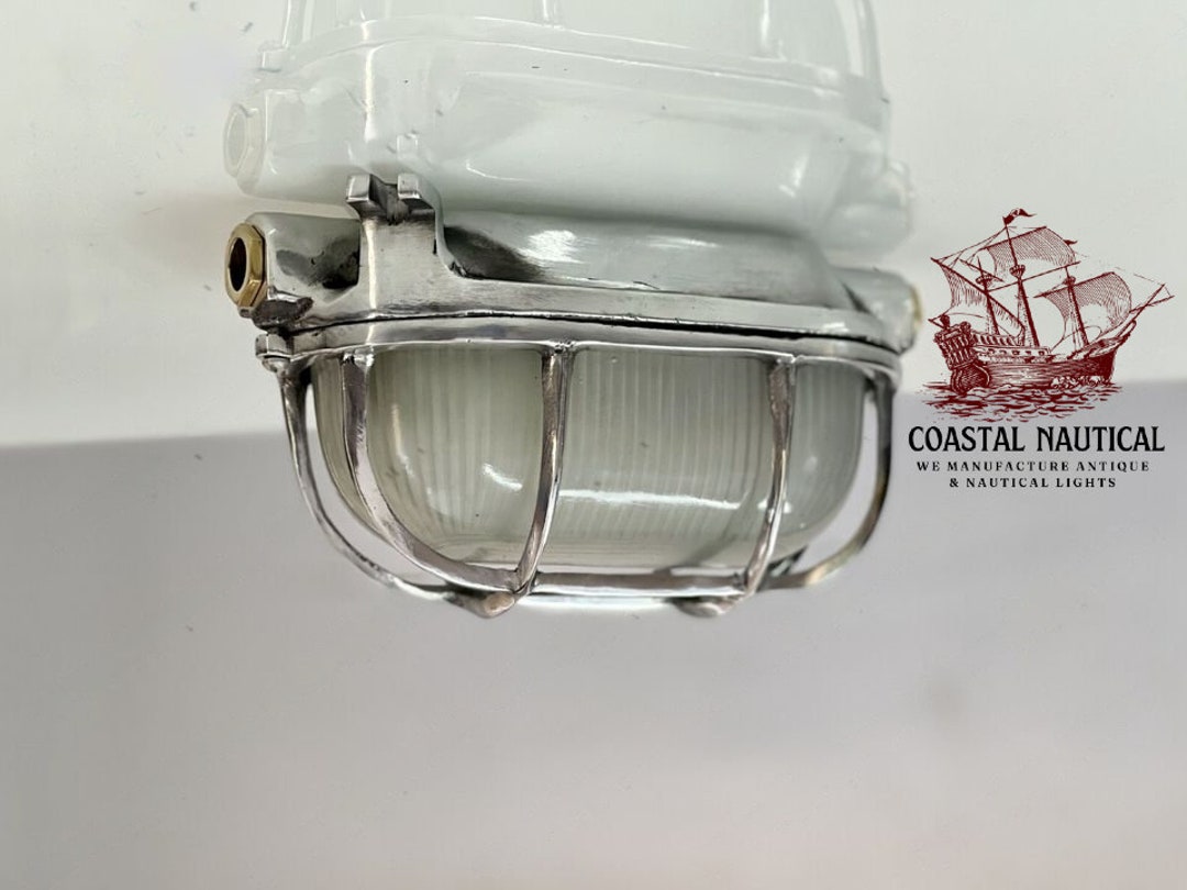 Nautical Theme Sliver Shiny Antique Bulkhead Cover Light Fixture ...