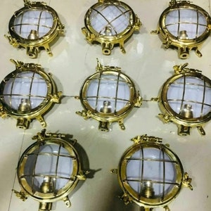 Nautical Marine Ship Brass New Hallway Small Deck Light Fixture 8 Piece ...