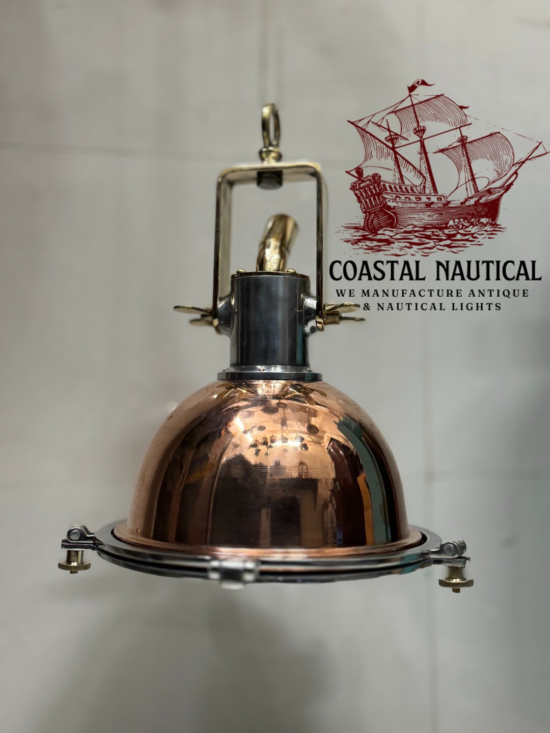 Vintage Antique Ship Hanging Cargo Smooth Copper, Brass & Aluminum Pendant Light - Etsy