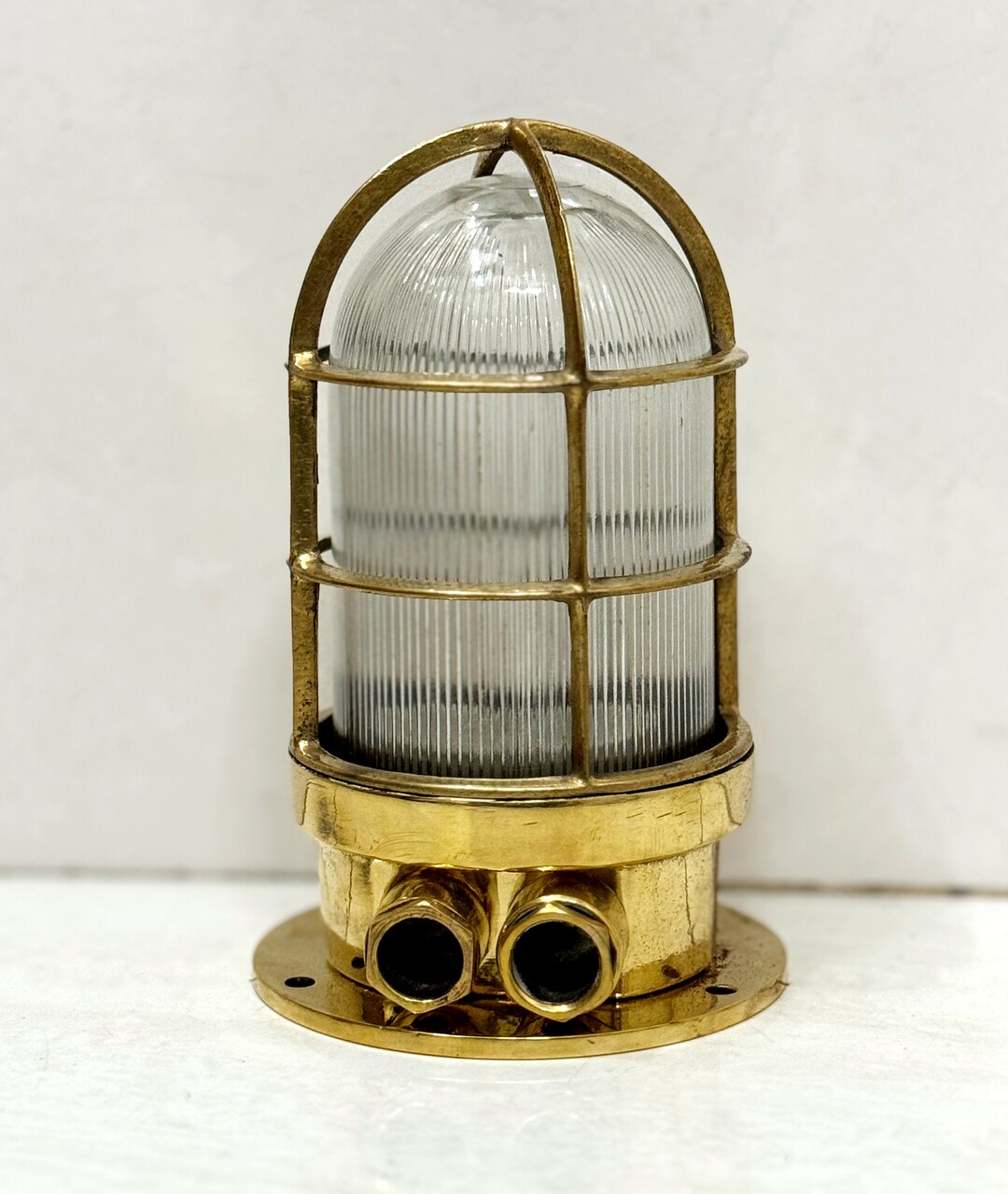 Ship Salvaged Brass Bulkhead Ceiling Light – Vintage Marine Post ...