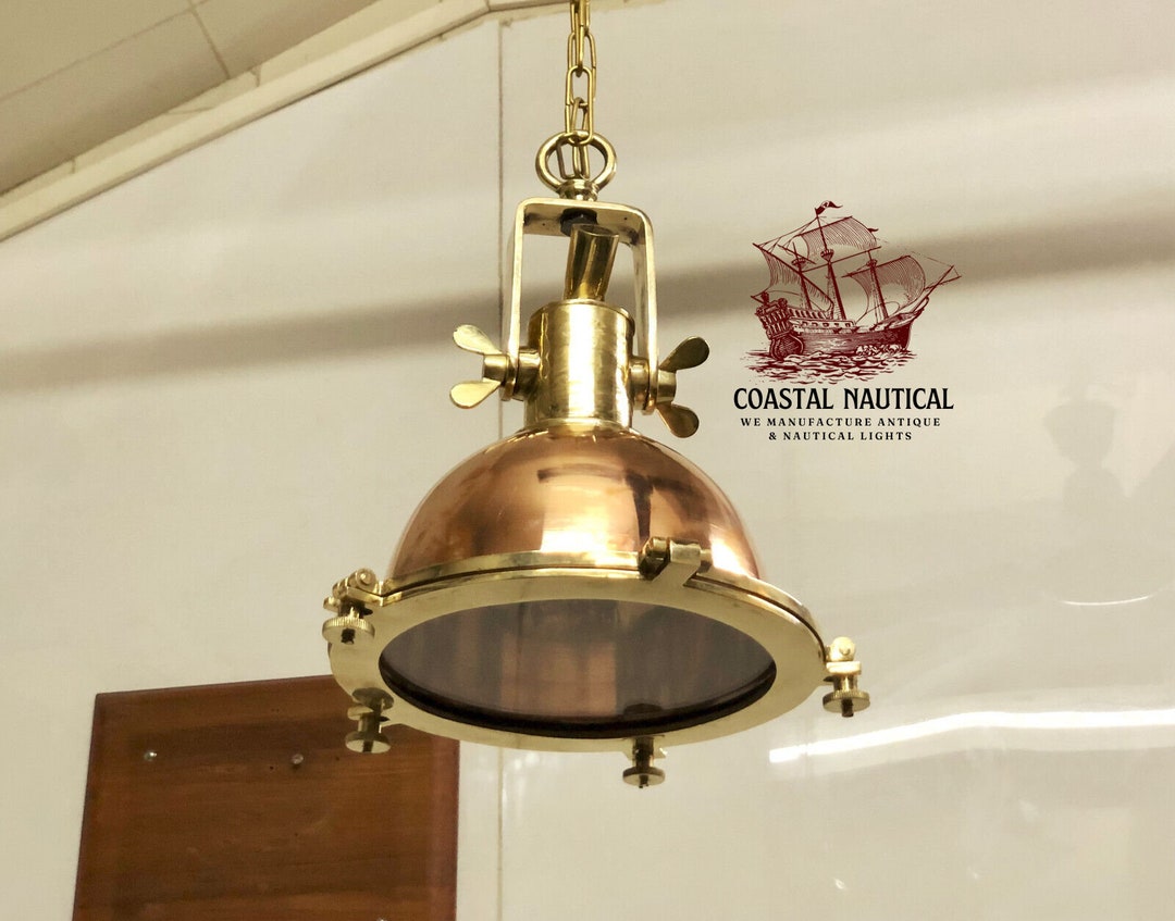 Maritime Handmade Copper Small Pendant Hanging Ship Light With Brass ...