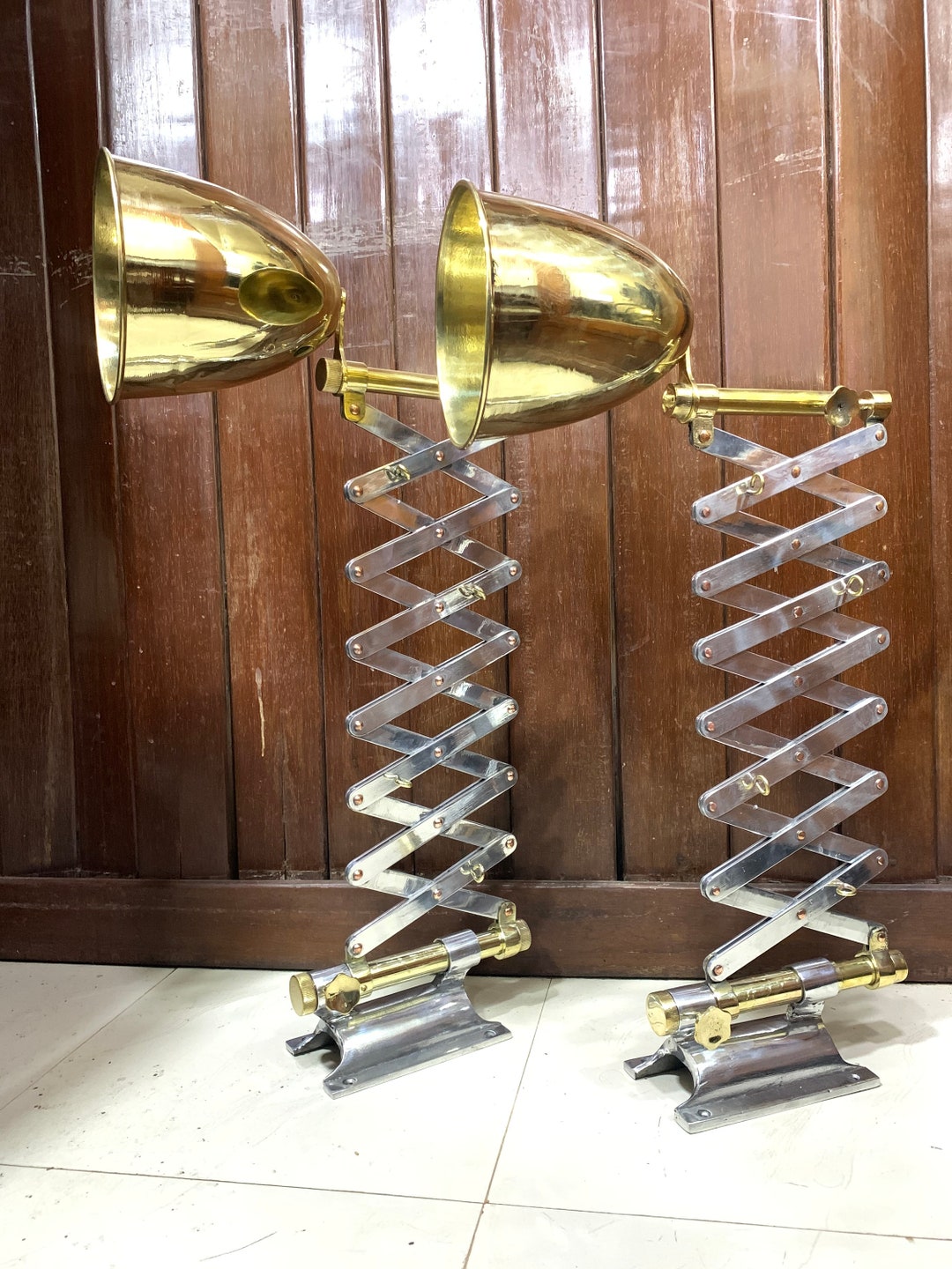 Modern Scissor Style Wall Swing Arm Aluminum and Brass Stretchable Lamp ...