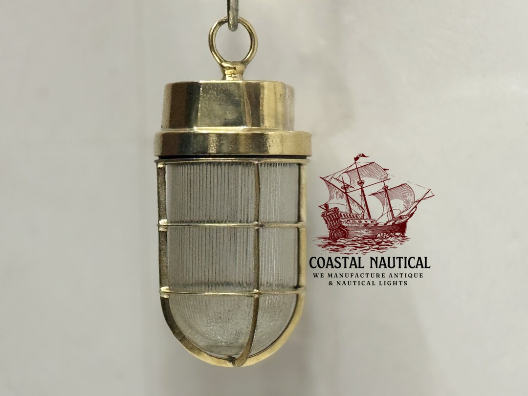 Vintage Old Brass Maritime Ship Ceiling Hanging Light, Original ...