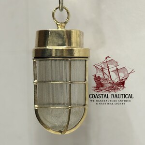 Vintage Old Brass Maritime Ship Ceiling Hanging Light, Original ...