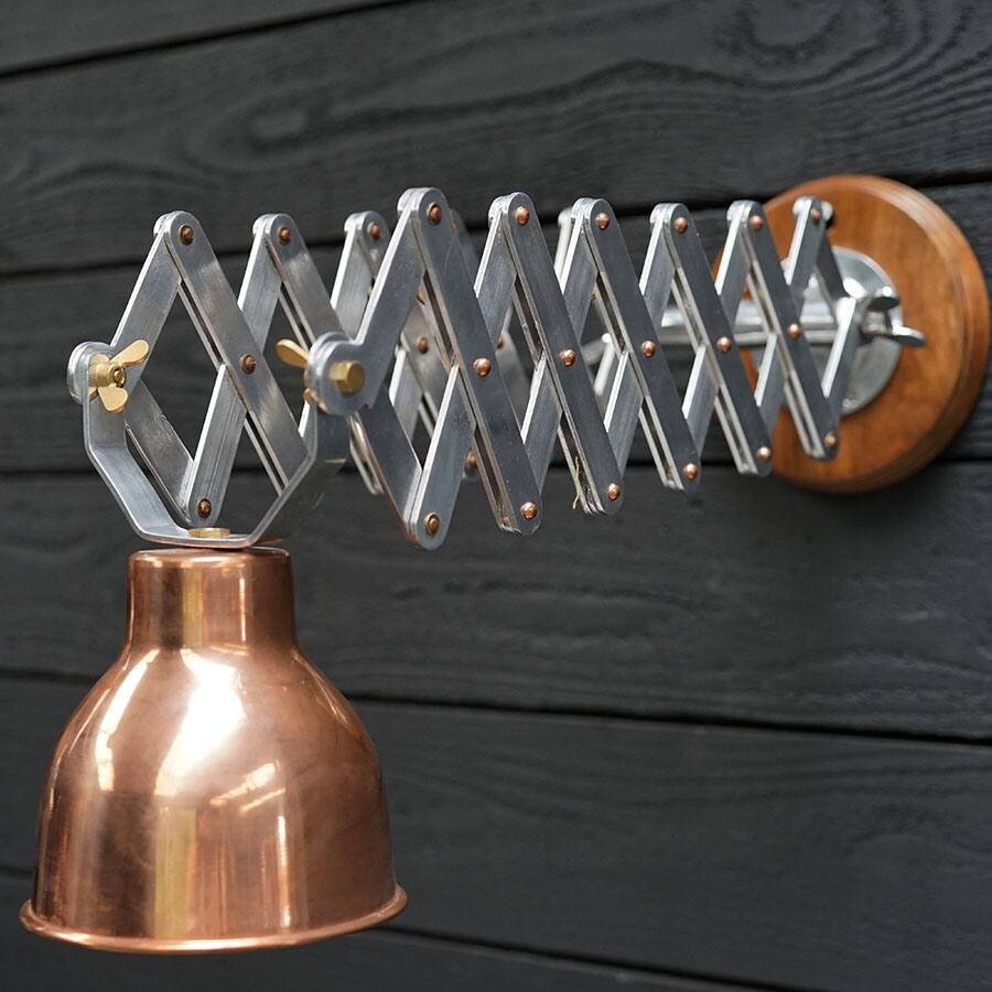 Industrial Modern Vintage Scissor Desk Lamp Aluminum & Copper Wall ...