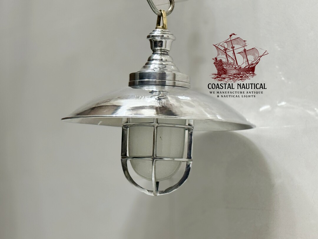Vintage Aluminum Nautical Pendant Light: Industrial Maritime Ceiling ...