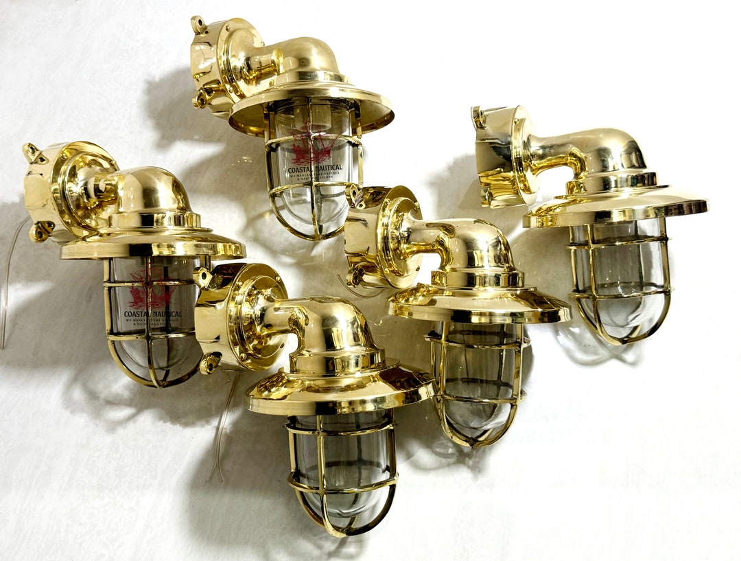 Outdoor Wall Mount Brass Light Fixture With Shade & Junction Box ...