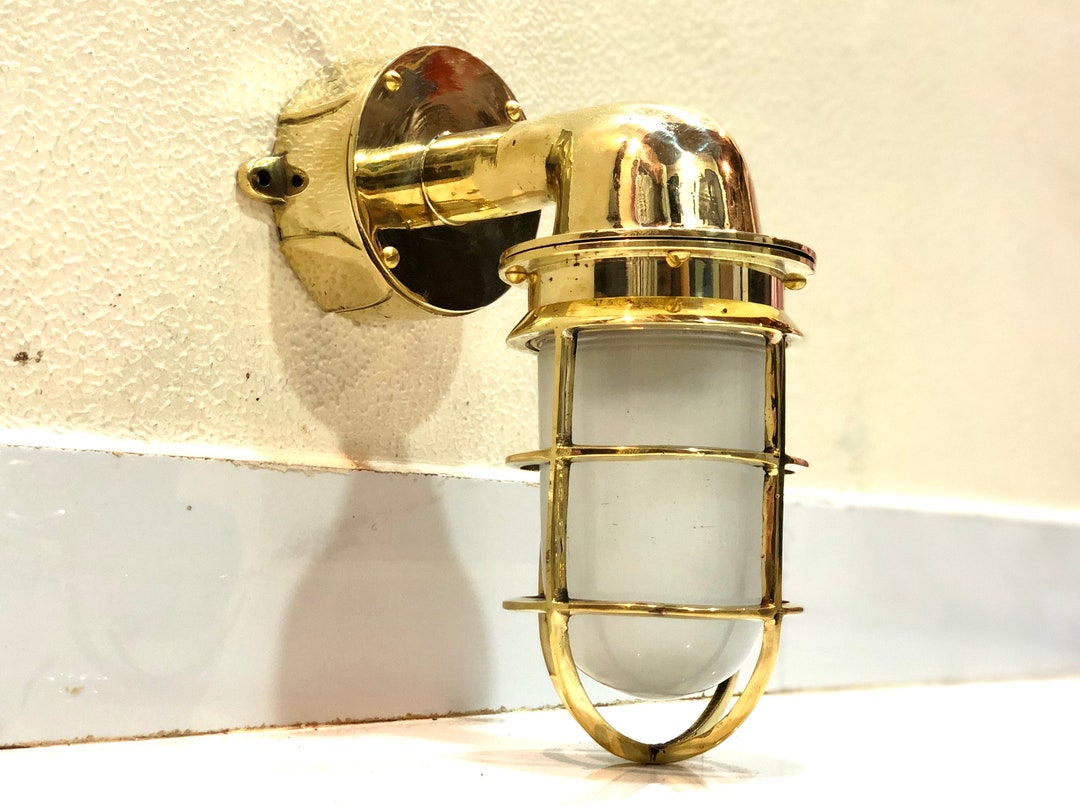 Brass Wall Sconce With Junction Box and Frosted Milk Glass Stylish Wall ...