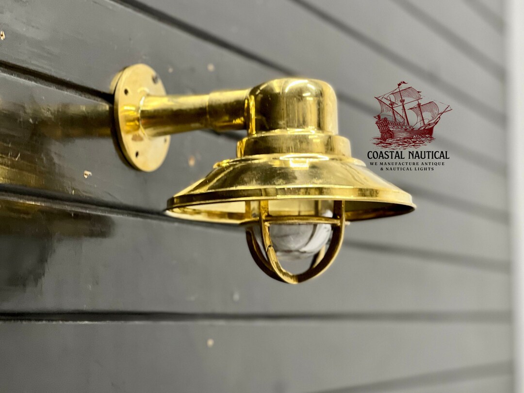 Refurbish Ship Light Vintage Brass Marine Wall Light Fixture With Shade ...