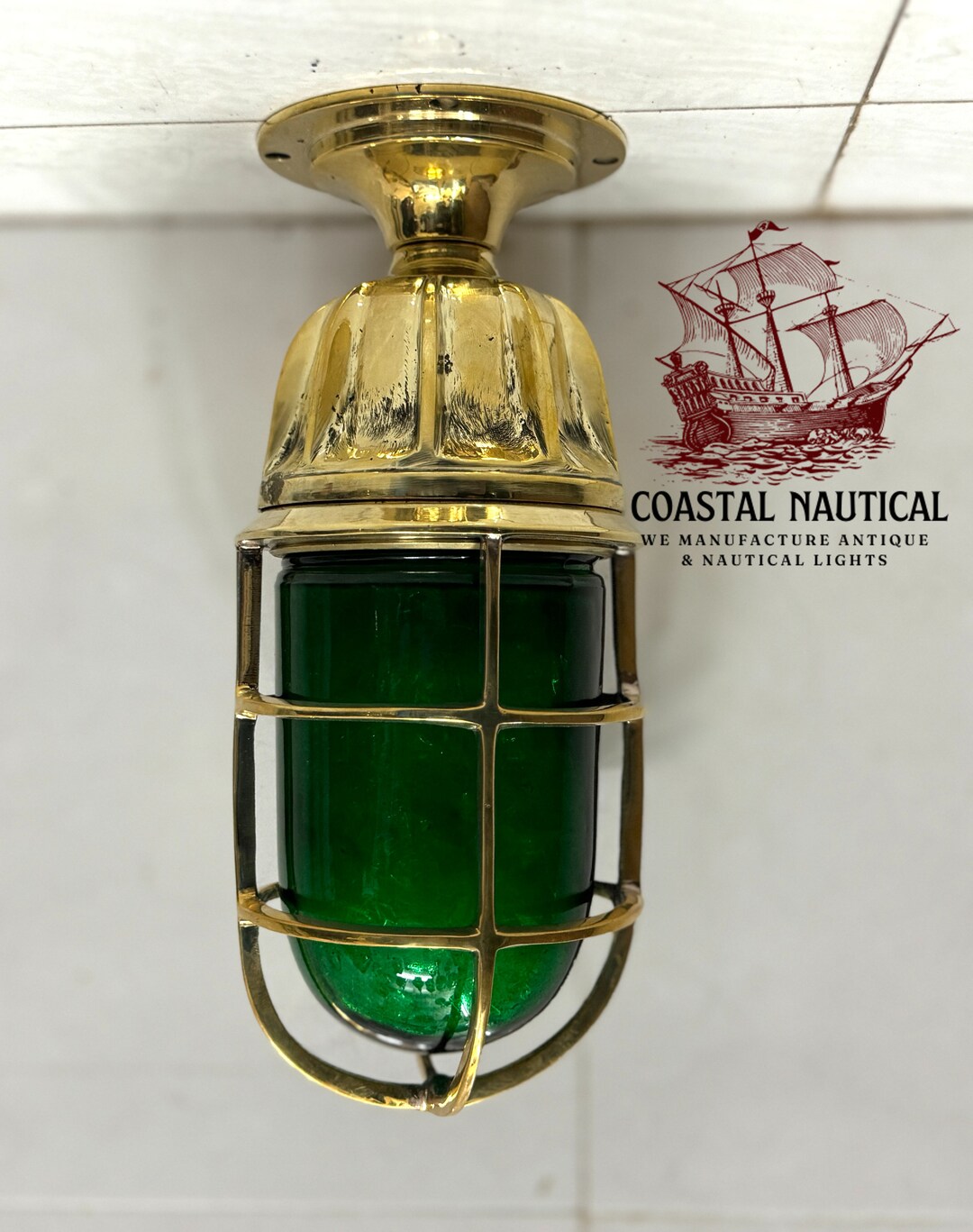 Antique Marine Solid Brass Bulkhead Ceiling Light Vintage Nautical Ship ...