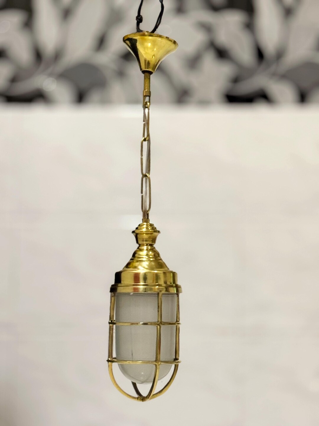 Antique Brass Marine Pendant Light - Nautical Cargo Ceiling Fixture ...