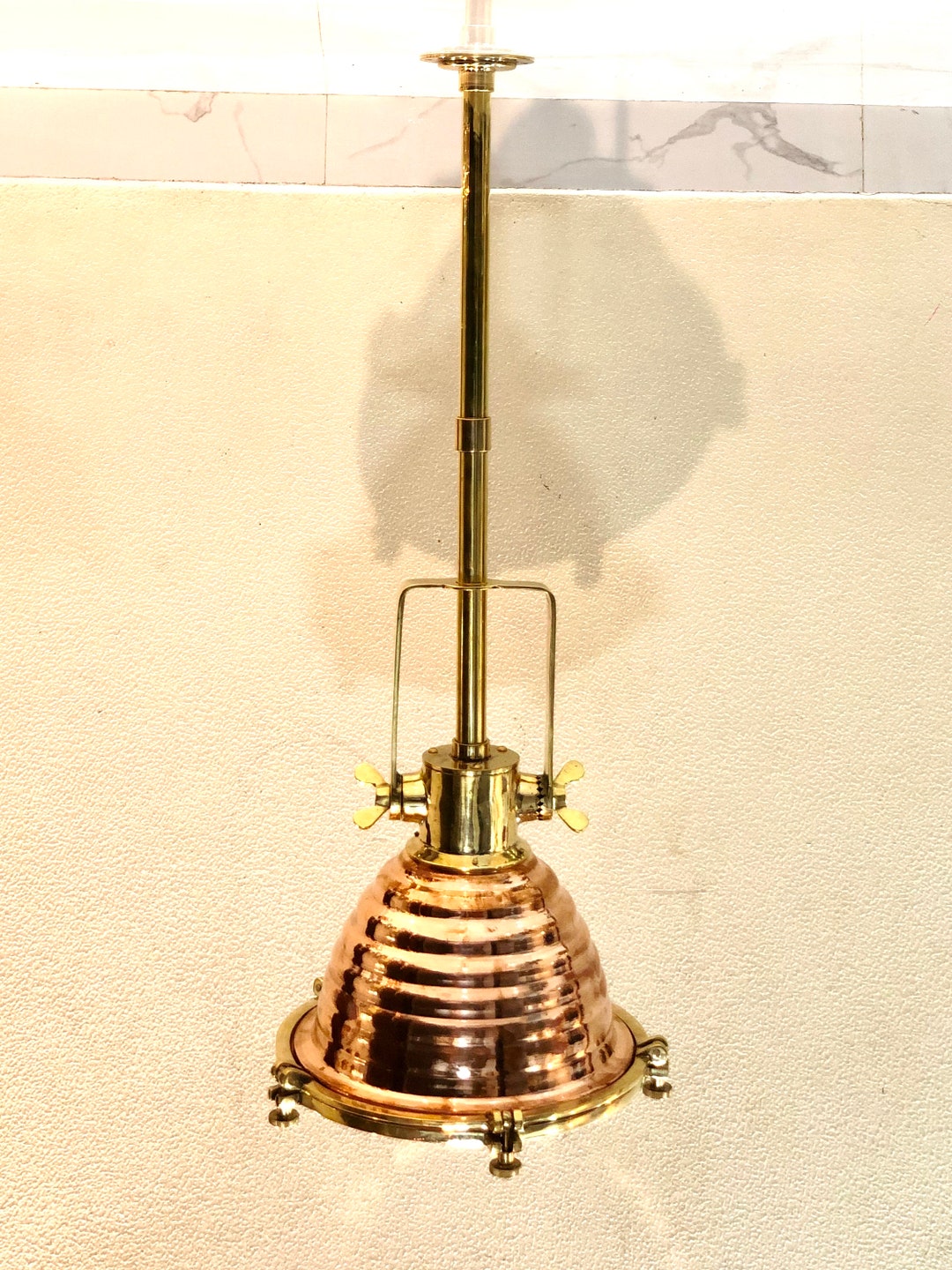 Brass & Copper Bulkhead Pendant Light - Industrial Ceiling Fixture - Etsy