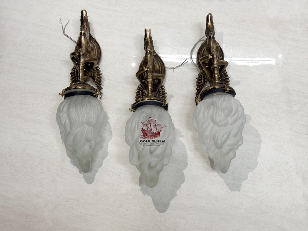 Antique Vintage Brass Mermaid Wall Sconce Art Deco Nouveau Light ...