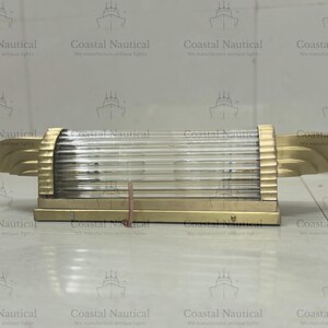 Pair of Art Deco Vintage Wall Sconces Brass & Glass Rod Light Fixtures ...