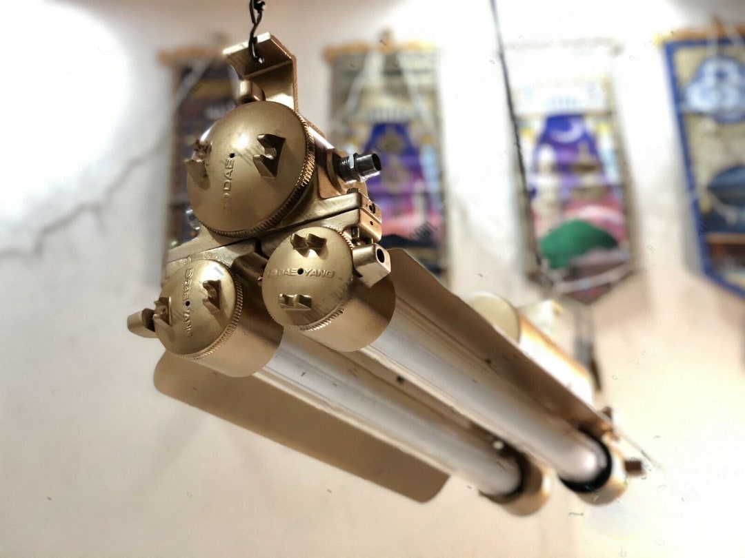 Authentic Reclaimed Ship Twin Tube Light | Golden Coated Aluminum ...