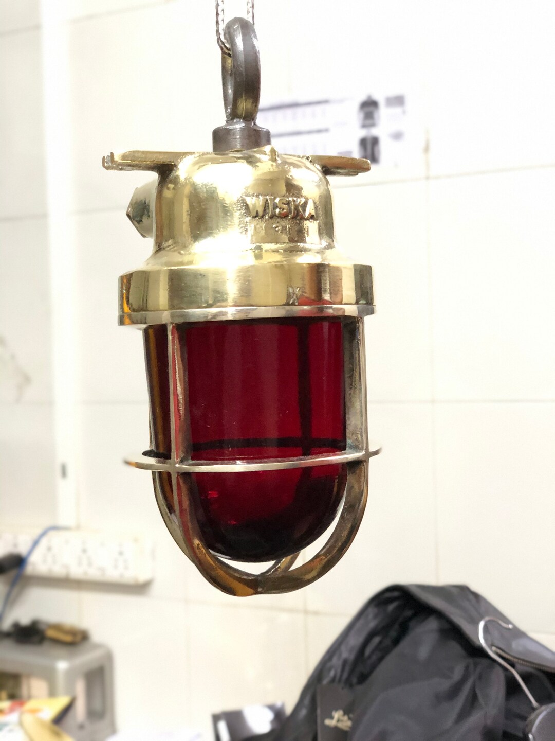 MV Starlink Ship Salvage Wiska Pendant Light - Red Glass Hanging Cargo ...