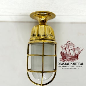 Vintage Old Brass Maritime Ship Ceiling Hanging Light, Original ...