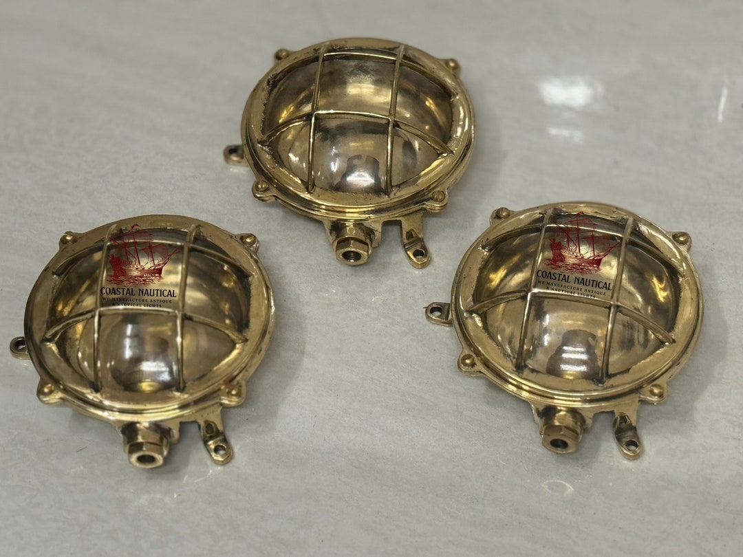 Antique Nautical Style Small Solid Brass Bulkhead Wall Turtle Deck ...