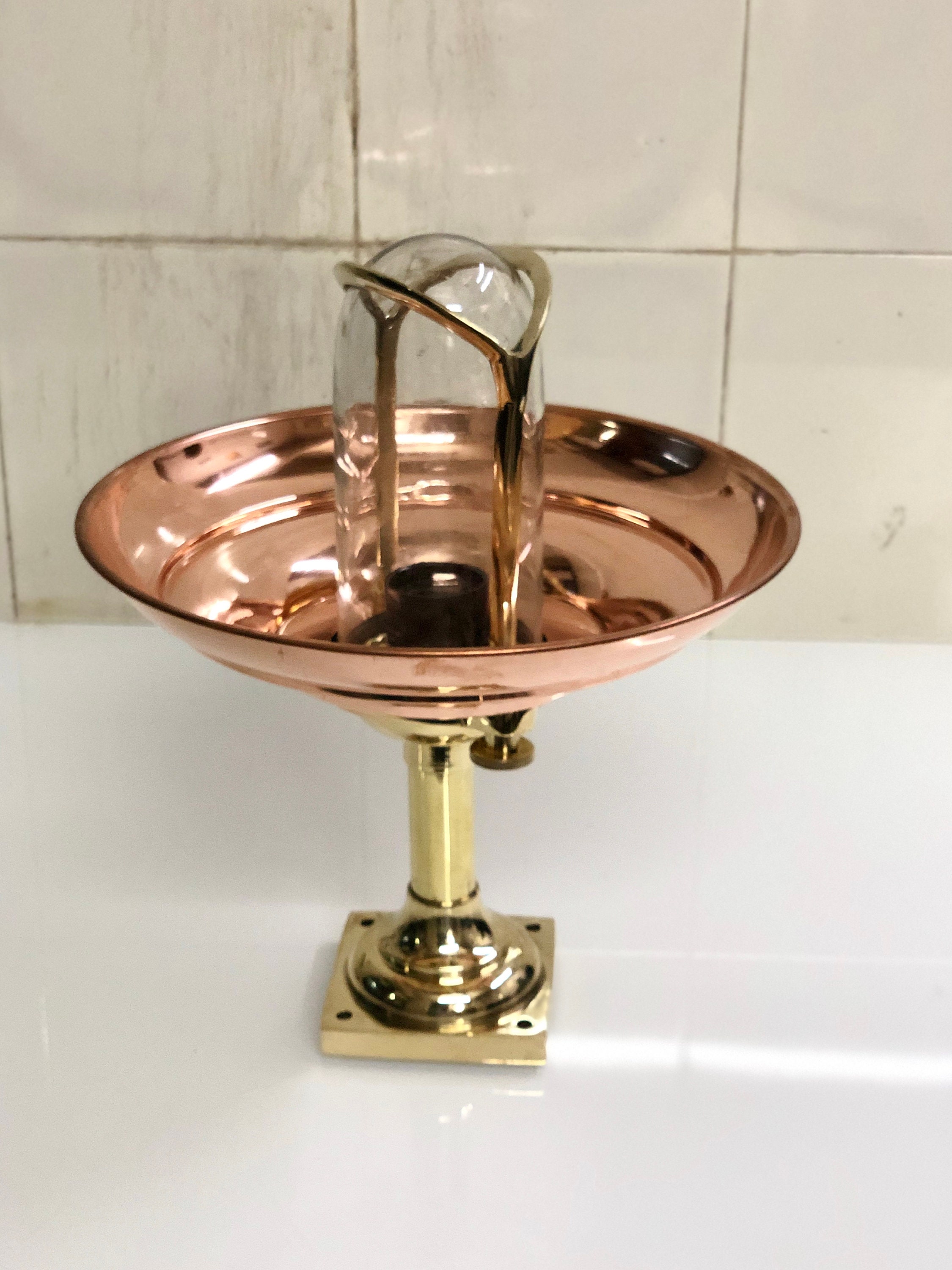 Nautical Style Brass Ship Post Mounted Bulkhead Light With Copper Shade ...