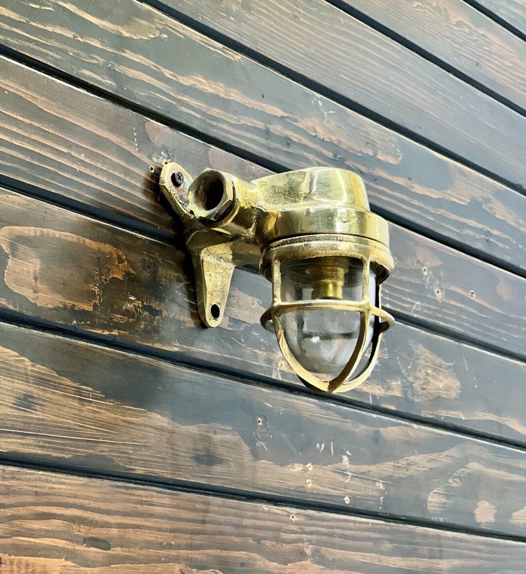 Reclaimed Vintage Old Brass Wall Mount Nautical Ship Passage Swan Light ...