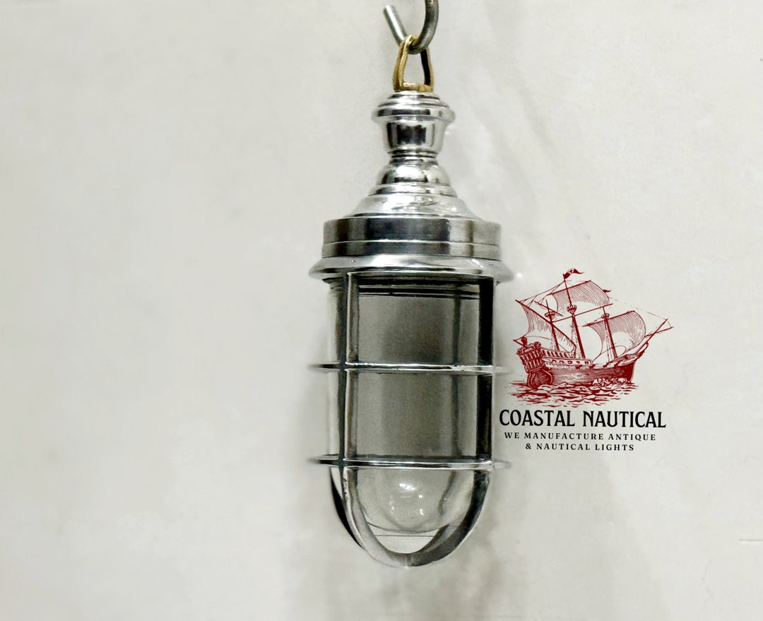 Vintage Nautical Aluminum Ceiling Pendant Light With Solid Brass Hook ...