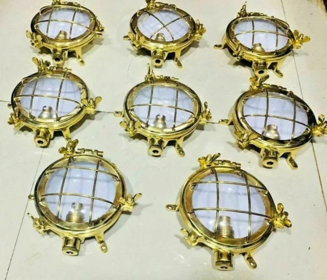 Nautical Marine Ship Brass New Hallway Small Deck Light Fixture 8 Piece ...