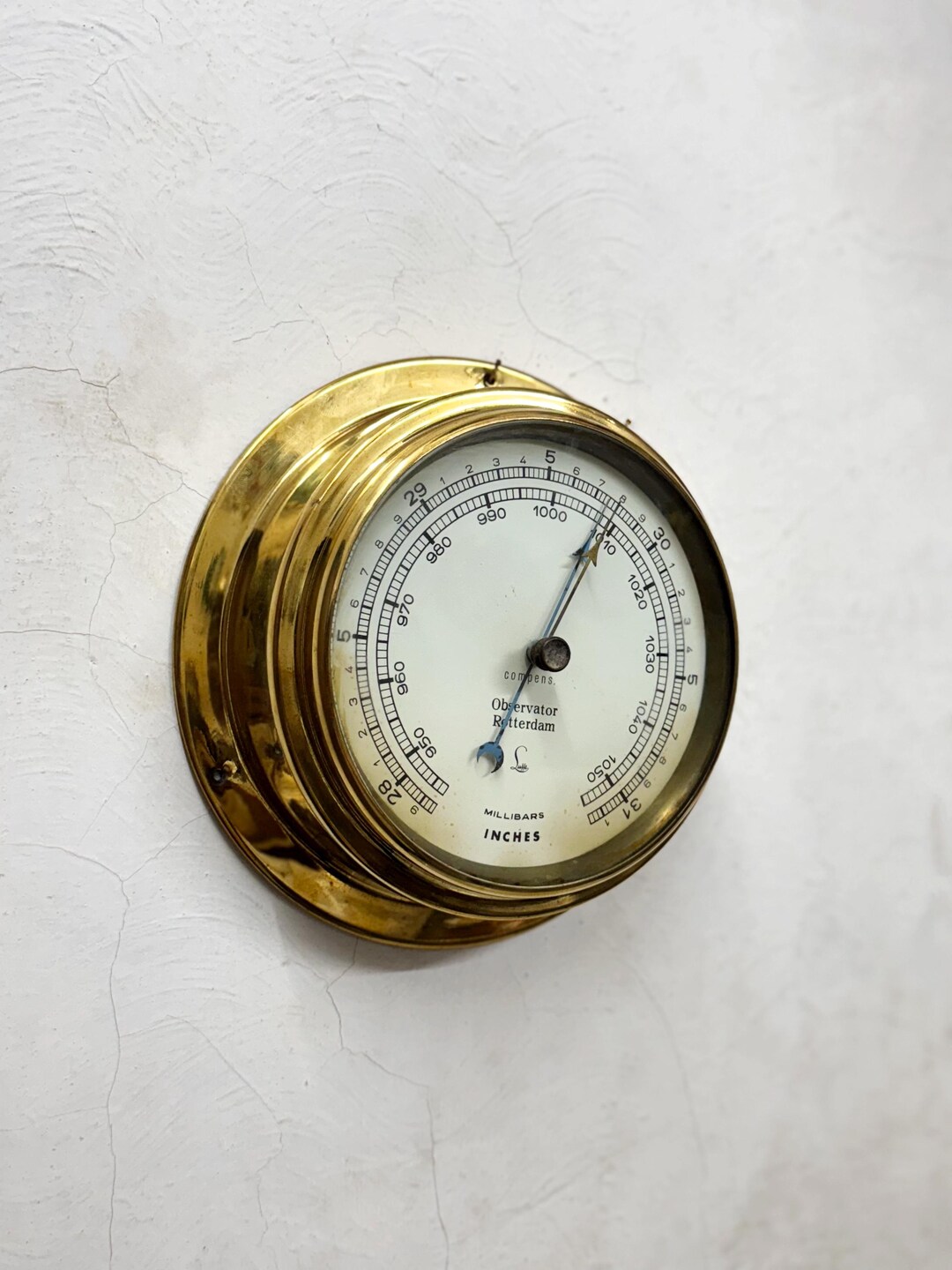 Vintage Brass Ship Barometer | Antique Nautical Decor | Rotterdam ...