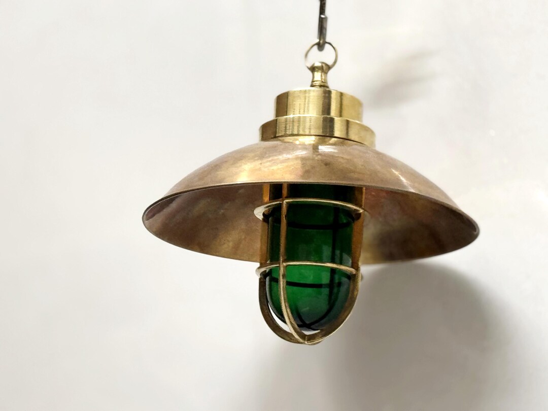 Coastal Brass Ceiling Light | Nautical Pendant Lamp With Copper Shade ...