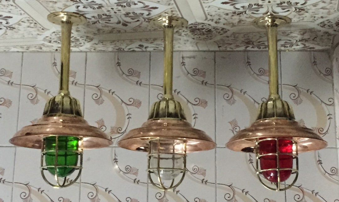 Maritime Elegance: Brass & Copper Bulkhead Light for Indoor and Outdoor ...