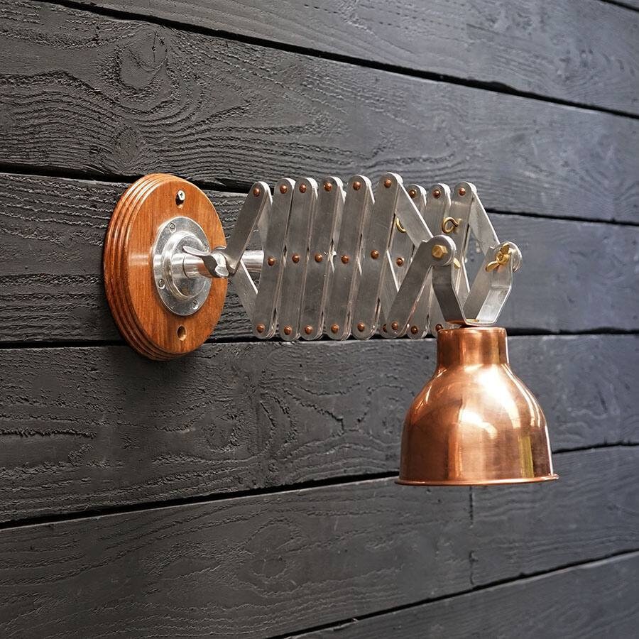 Industrial Modern Vintage Scissor Desk Lamp Aluminum & Copper Wall ...