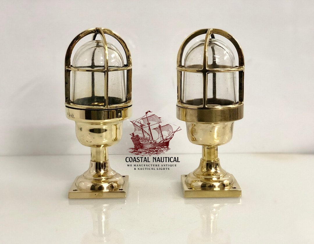 Reclaimed Ship Brass Bulkhead Light - Original Wiska Post Mounted ...