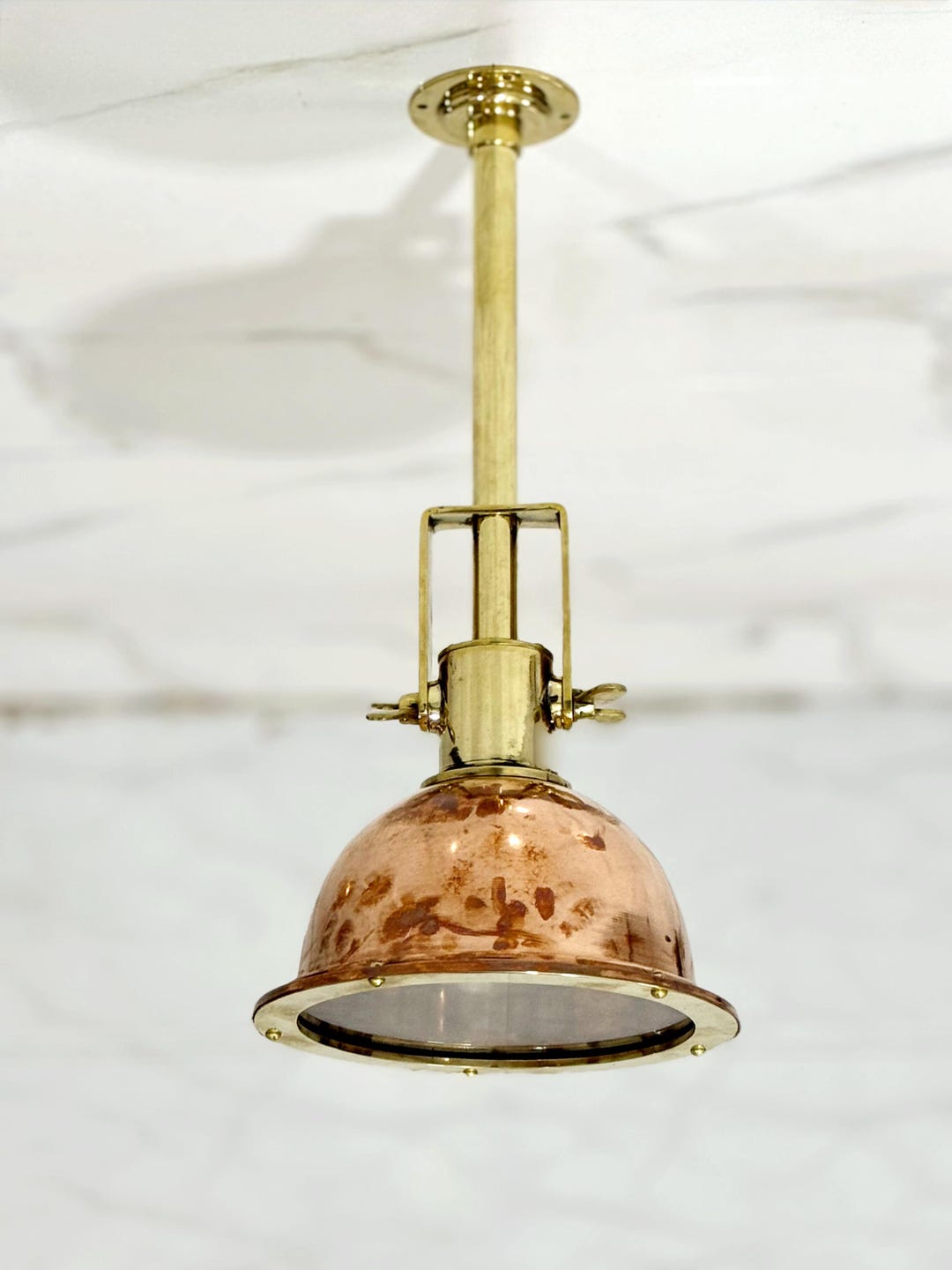 Brass & Copper Bulkhead Pendant Light, Rustic Vintage Industrial ...