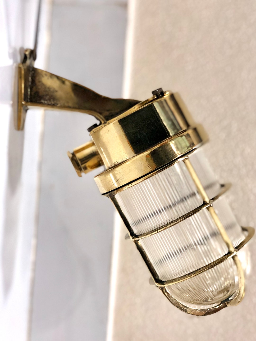 Nautical Marine Antique Brass Wall Sconce, Original Ship Bulkhead Mount ...