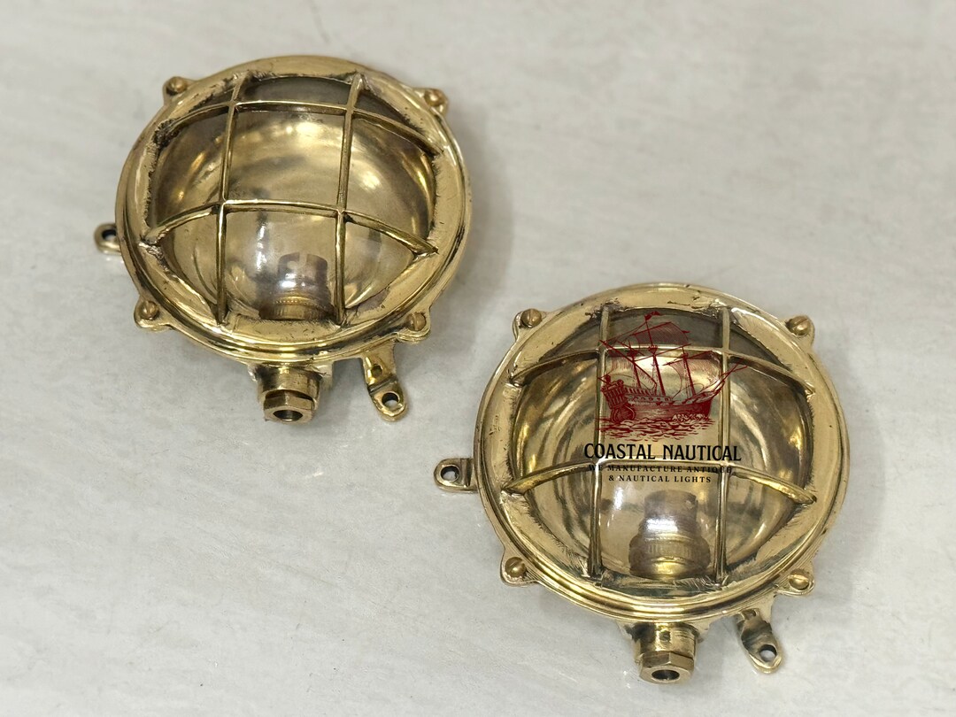 Vintage Style Marine Brass Wall Light, Solid Brass Ship Deck Lamp ...