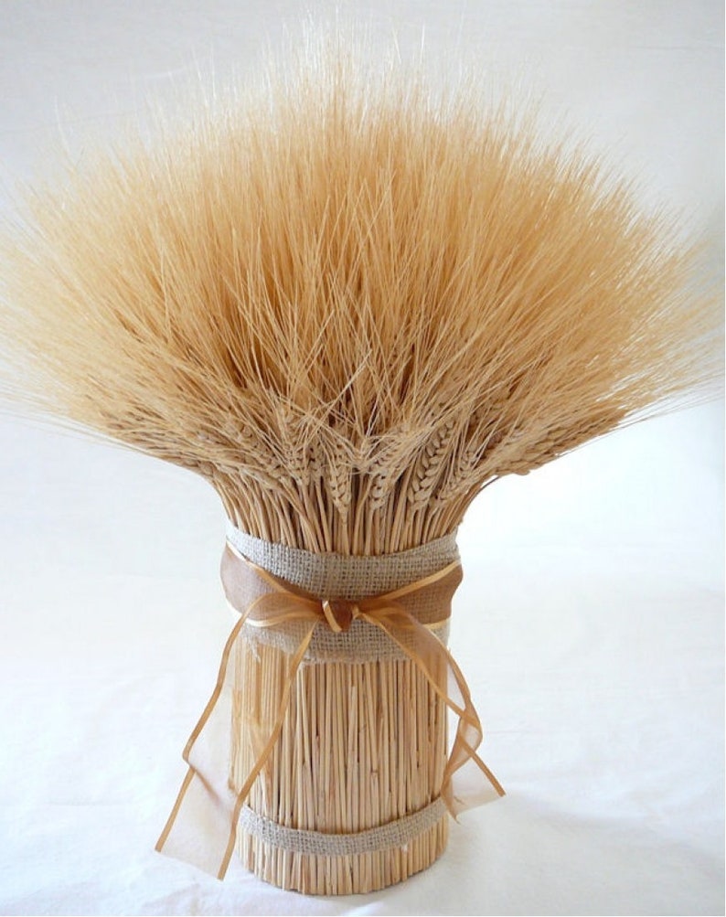 Handmade Self-standing Stack Centerpiece With Natural Wheat, Natural ...