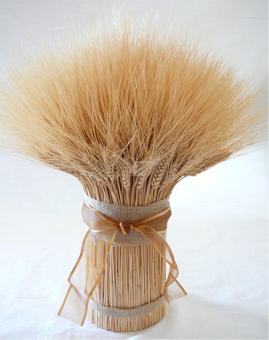 Handmade Self-standing Stack Centerpiece With Natural Wheat, Natural ...