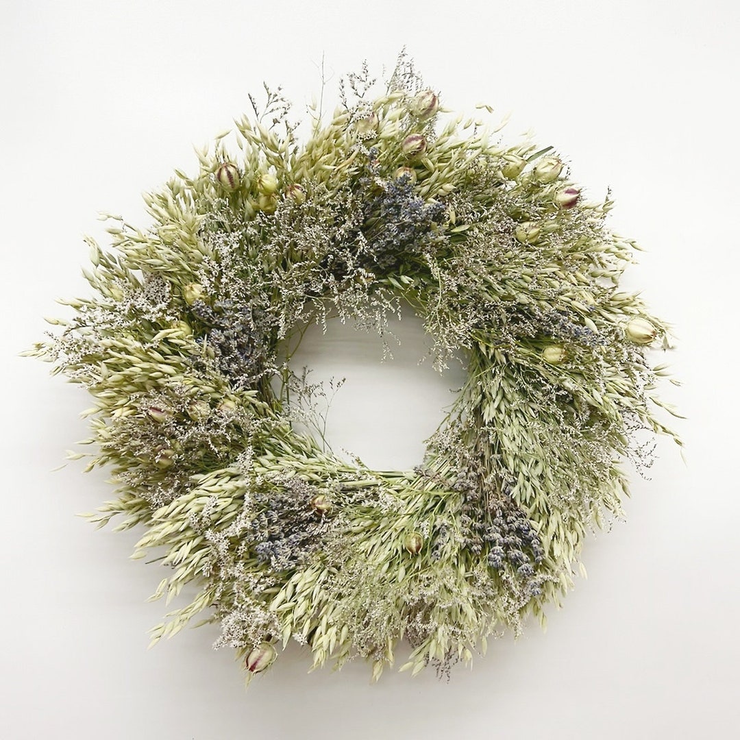 Handmade 22” Natural Wreath Made With Avena Oats, Nigella, German ...